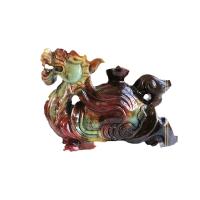 China Hot 40cm Natural Jade Carving Dragon Turtle Statue Fine Feng Shui Style for Decoration for sale
