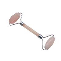 China Handheld Rose Quartz Gua Sha Facial Massage Roller The Ultimate Skincare Tool for Natural Stone Lovers for sale