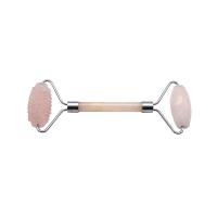China Handheld Rose Quartz Gua Sha Facial Massage Roller The Ultimate Skincare Tool for Natural Stone Lovers for sale
