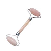 China Handheld Rose Quartz Gua Sha Facial Massage Roller The Ultimate Skincare Tool for Natural Stone Lovers for sale