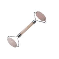 China Handheld Rose Quartz Gua Sha Facial Massage Roller The Ultimate Skincare Tool for Natural Stone Lovers for sale