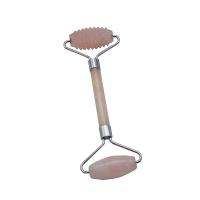 China Handheld Rose Quartz Gua Sha Facial Massage Roller The Ultimate Skincare Tool for Natural Stone Lovers for sale