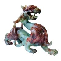 China Jade Pixiu Dragon Animal Sculpture Hand-made Carved Green Statue for Customized Shape Home Gift Festival Office Decoration for sale