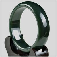 China Handmade Hetian Jade Nephrite Green Bangle Bracelet in Folk-custom Style 54-65mm with Unique Natural Design for sale