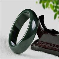 China Handmade Hetian Jade Nephrite Green Bangle Bracelet in Folk-custom Style 54-65mm with Unique Natural Design for sale