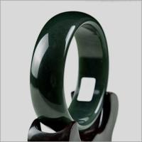 China Handmade Hetian Jade Nephrite Green Bangle Bracelet in Folk-custom Style 54-65mm with Unique Natural Design for sale