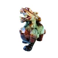 China Customized Shape Hand Carved 22cm Jade Pixiu Dragon Green Statue for Lucky and Evil Gemstone Included for sale