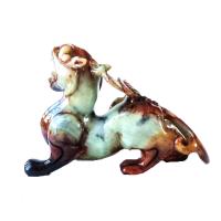 China Customized Shape Hand Carved 22cm Jade Pixiu Dragon Green Statue for Lucky and Evil Gemstone Included for sale