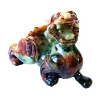 China Customized Shape Hand Carved 22cm Jade Pixiu Dragon Green Statue for Lucky and Evil Gemstone Included for sale