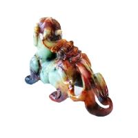 China Customized Shape Hand Carved 22cm Jade Pixiu Dragon Green Statue for Lucky and Evil Gemstone Included for sale