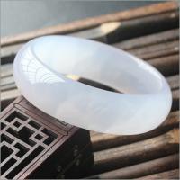 China Icy White Agate Jade Bangle Certified Chinese Bracelet 54-66mm Folk-custom Bangles 1 Sets Regional Feature Art Collectible for sale