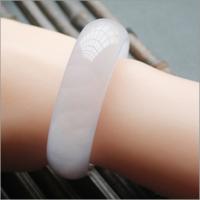 China Icy White Agate Jade Bangle Certified Chinese Bracelet 54-66mm Folk-custom Bangles 1 Sets Regional Feature Art Collectible for sale