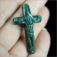 China Natural Green HeTian Jadee Pendant Carved Jesus Christ Cross Pendant Necklace Fashion Jewelry for Men and Women's Fashion for sale