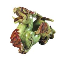 China 2pcs Pixiu Chinese Feng Shui Ornaments 20cm Jade Bat Green Statue Customized Shape Home Decoration for sale