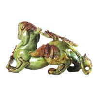 China 2pcs Pixiu Chinese Feng Shui Ornaments 20cm Jade Bat Green Statue Customized Shape Home Decoration for sale