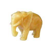 China 18cm Hand Carved Topaz Elephant Stone Statue Crystal Figurine for Home Decoration for sale
