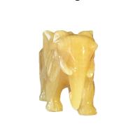 China 18cm Hand Carved Topaz Elephant Stone Statue Crystal Figurine for Home Decoration for sale