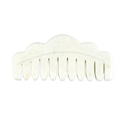 China Customized Logo Availabled and 2024 Chinese Natural White Jade Gua Sha Scraping Comb Guasha Stone Head Spa Massager Scraping for sale