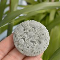 China Traditional Chinese Style Round Burma Emerald Jadeite Jade Stone Dragon Pendant Natural Charm Pendants for Men and Women for sale
