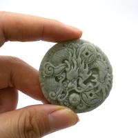 China Traditional Chinese Style Round Burma Emerald Jadeite Jade Stone Dragon Pendant Natural Charm Pendants for Men and Women for sale
