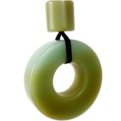 China Love Theme 100% Natural Jade Ancient Chinese Hand-Carved Safety Button Pendant Green and Light Yellow for sale