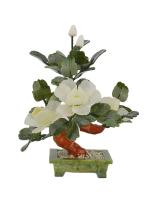 China Add a Touch of Elegance to Your Home with 3 Peony Flowers Natural Jade Potted Plants for sale