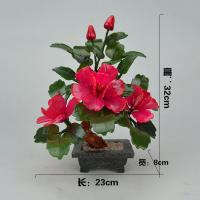 China Add a Touch of Elegance to Your Home with 3 Peony Flowers Natural Jade Potted Plants for sale