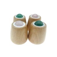 China Customizable Jade Massage Ball Wooden Handle Jade Roller for Body Massage and Neck/Facial Gua Sha Stress Relief Tool for sale