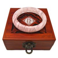 China Crystal Quartz Rose Bangles Real Pink Bracelets Round Shape Wedding Gifts for Women and Men for sale