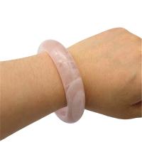 China Crystal Quartz Rose Bangles Real Pink Bracelets Round Shape Wedding Gifts for Women and Men for sale