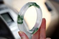 China 50-62mm Other A Floating Flower Jade Bracelet from Natural Emerald Jade Folk BANGLES 1 Piece for sale