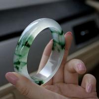 China 50-62mm Other A Floating Flower Jade Bracelet from Natural Emerald Jade Folk BANGLES 1 Piece for sale
