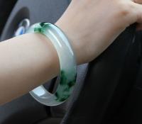 China 50-62mm Other A Floating Flower Jade Bracelet from Natural Emerald Jade Folk BANGLES 1 Piece for sale