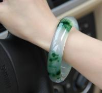 China 50-62mm Other A Floating Flower Jade Bracelet from Natural Emerald Jade Folk BANGLES 1 Piece for sale