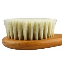 China Natural Soft Bristles Wool Dry Brush Wooden Handle Baby Hair Brush Custom LOGO Facial Body Cleaning Bath Tool for Skin Massage for sale