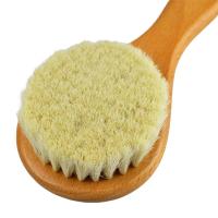 China Natural Soft Bristles Wool Dry Brush Wooden Handle Baby Hair Brush Custom LOGO Facial Body Cleaning Bath Tool for Skin Massage for sale