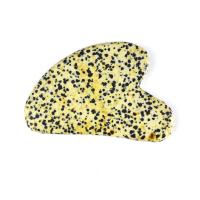 China Customized Logo Availabled 2024 Trending Heart Shaped Dalmatian Stone Guasha Massage Tool for Body Healthcare Massage for sale