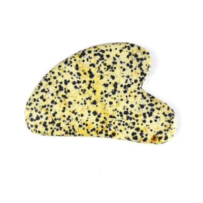 China Customized Logo Availabled 2024 Trending Heart Shaped Dalmatian Stone Guasha Massage Tool for Body Healthcare Massage for sale