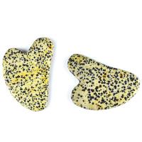 China Customized Logo Availabled 2024 Trending Heart Shaped Dalmatian Stone Guasha Massage Tool for Body Healthcare Massage for sale