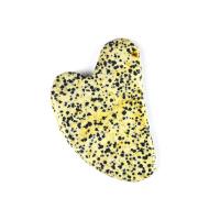 China Customized Logo Availabled 2024 Trending Heart Shaped Dalmatian Stone Guasha Massage Tool for Body Healthcare Massage for sale
