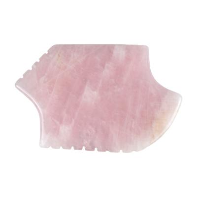 China 2024 Rose Quartz Gua Sha Massage Tool With Teeth Natural Crystal Skin Beauty Massager Face Lifting Anti Aging Pink Logo for sale