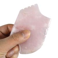 China 2024 Rose Quartz Gua Sha Massage Tool With Teeth Natural Crystal Skin Beauty Massager Face Lifting Anti Aging Pink Logo for sale