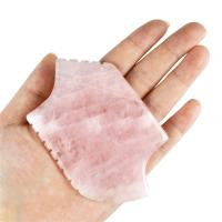 China 2024 Rose Quartz Gua Sha Massage Tool With Teeth Natural Crystal Skin Beauty Massager Face Lifting Anti Aging Pink Logo for sale