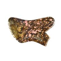 China Customizable Rhodonite Stone Gua-Sha Tool Pink and Black Face Massager for Neck/Shoulder/Back/Leg Relief for sale