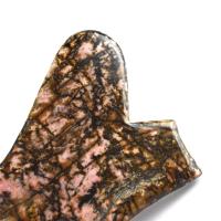 China Customizable Rhodonite Stone Gua-Sha Tool Pink and Black Face Massager for Neck/Shoulder/Back/Leg Relief for sale