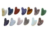 China 75*50mm Rose Quartz Jade Bian stone Sculpty Heart Gua Sha Face Sculpting Tool for Neck Back Shoulder Massage Anti-Aging for sale