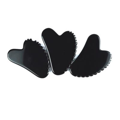 China Natural Heart Shape Obsidian Gua Sha Massage Scraping Tool With Teeth Facial Beauty Massager Skin Spa Tool for Skin Care for sale