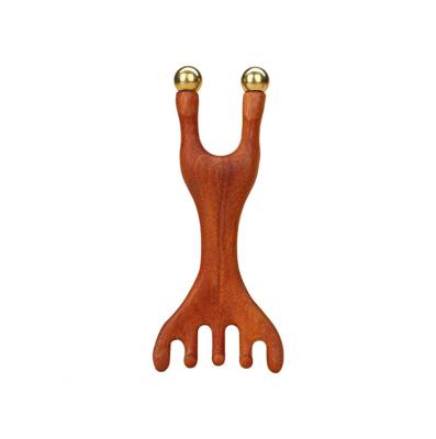 China Red Deer Antler Shape Copper Scalp Meridian Massager Head Gua Sha Massage Comb for Contouring and Lifting Facial Features for sale