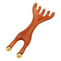 China Red Deer Antler Shape Copper Scalp Meridian Massager Head Gua Sha Massage Comb for Contouring and Lifting Facial Features for sale