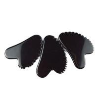 China Natural Heart Shape Obsidian Gua Sha Massage Scraping Tool With Teeth Facial Beauty Massager Skin Spa Tool for Skin Care for sale